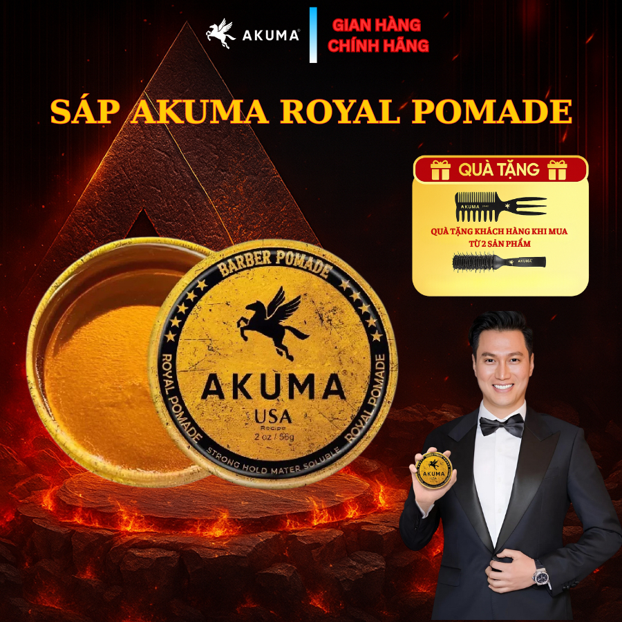 Sáp Vuốt Tóc AKUMA ROYAL POMADE, sáp có độ bóng cao, sáp vuốt tóc có ...