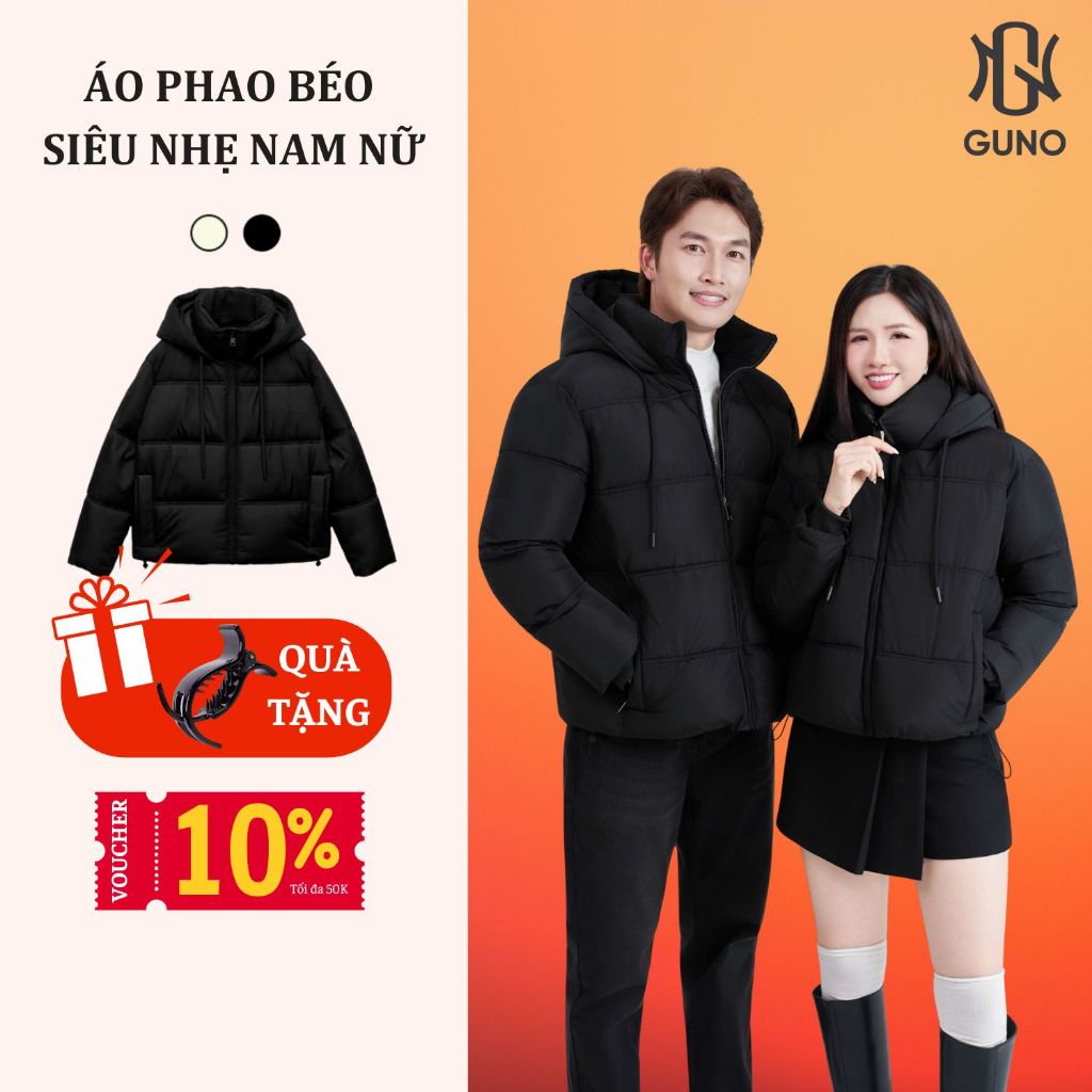 Áo Phao Béo GUNO Nam Nữ Siêu Nhẹ, Chần Bông Dày Giữ Nhiệt, Có Mũ Trùm ...