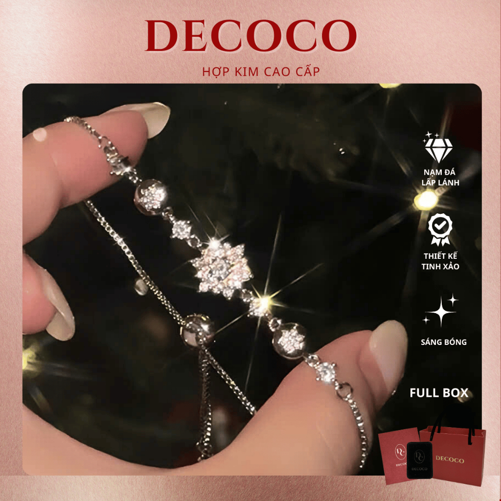 Vòng tay nữ hình bông tuyết đính dá lấp lánh ELSA DECOCO ( kèm Túi giấy ...