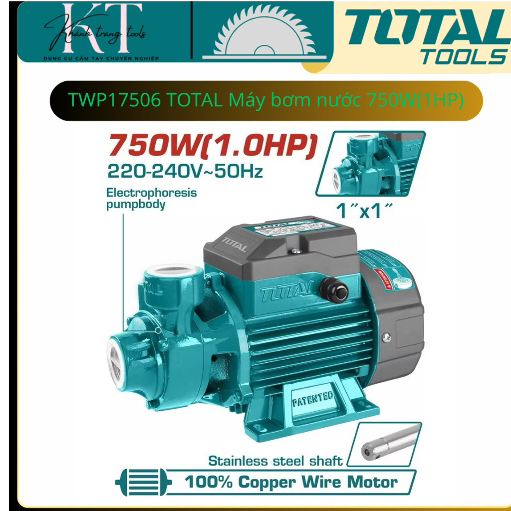 Máy bơm nước total 750W (1HP) TWP17506(moto dây đồng) | Shopee Việt Nam