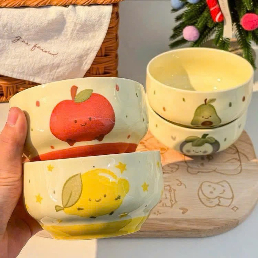 COMBO 4 chén cơm hình hoa quả, bát sứ ăn cho bé ngộ nghĩnh, bát hình ...