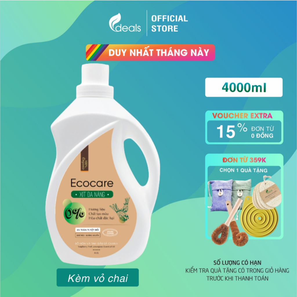 Nước Lau Đa Năng Bồ Hòn Hữu Cơ ECOCARE 4 lít - Tặng vỏ chai 500ml ...