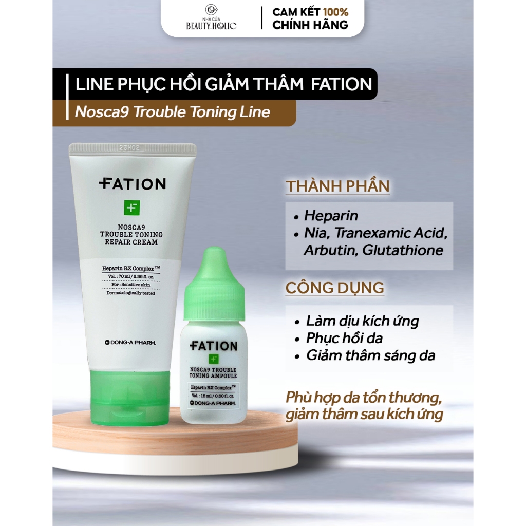Serum & kem dưỡng phục hồi giảm thâm xạm FATION NOSCA9 TROUBLE TONING ...