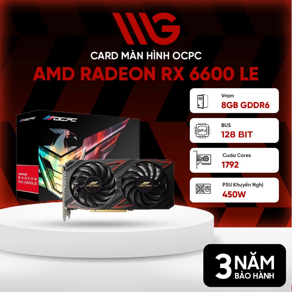 Card màn hình OCPC Radeon RX 6600 LE 8GB GDDR6 XR OCVARX6600LEG8D6XR ...