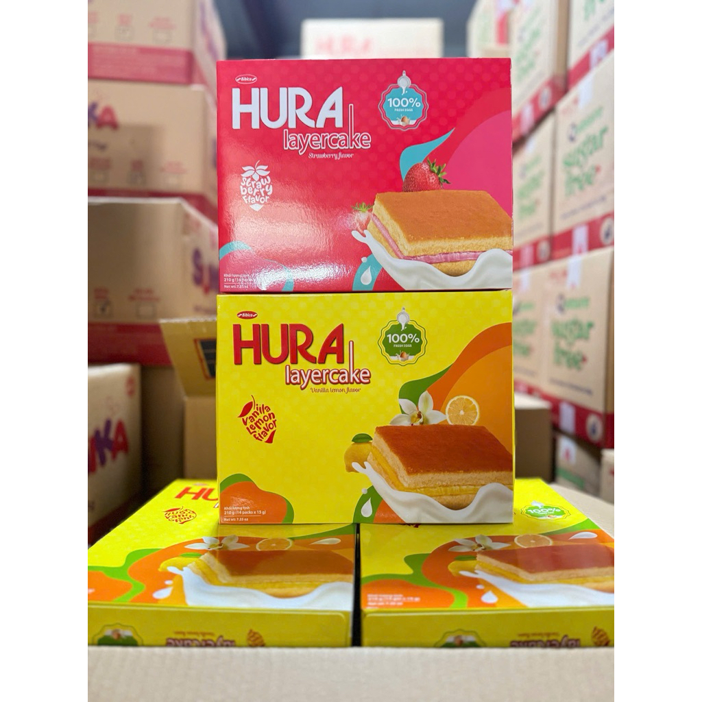 Thùng 12 Hộp Bánh Hura Layer Cake Dâu Chanh HG 210g | Shopee Việt Nam
