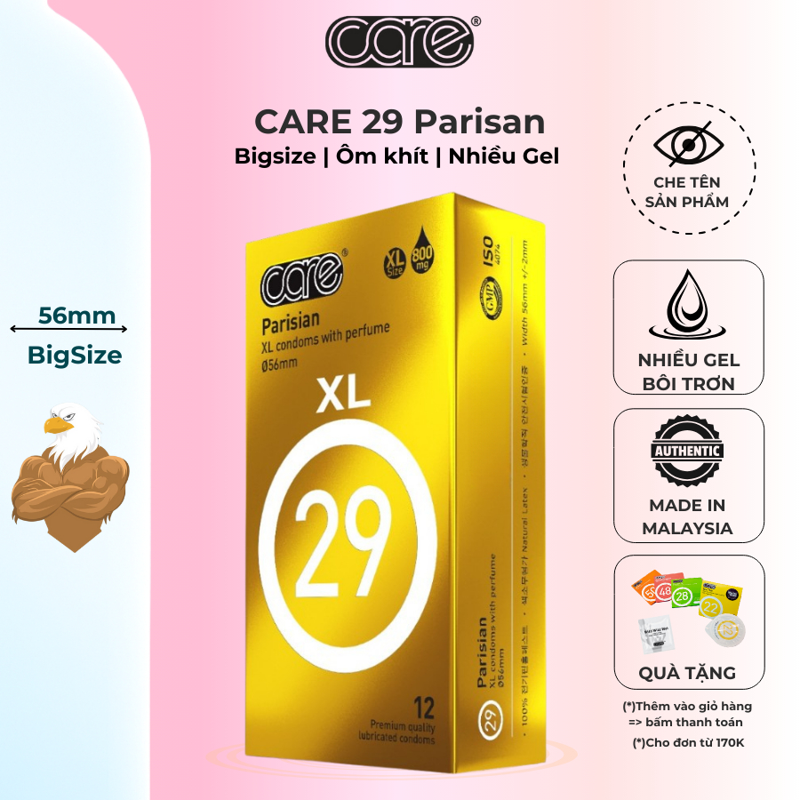 bao cao su size to,bcs 55mm - 56mm CARE 29 bcs big size hương nước hoa ...