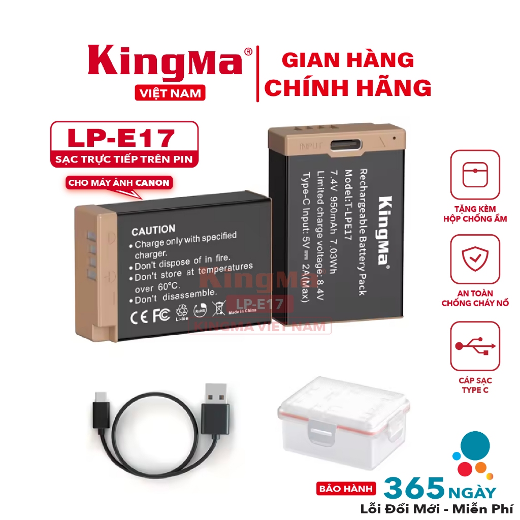 Pin KingMa LP-E17 . Phiên Bản Sạc Trực Tiếp Trên Pin Type-C . Cho Máy ...