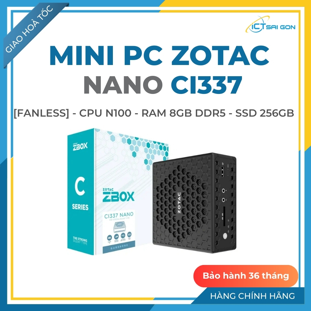 Mini PC Zotac CI337 Nano [Fanless] - CPU Intel N100 - Ram 8GB DDR5 ...