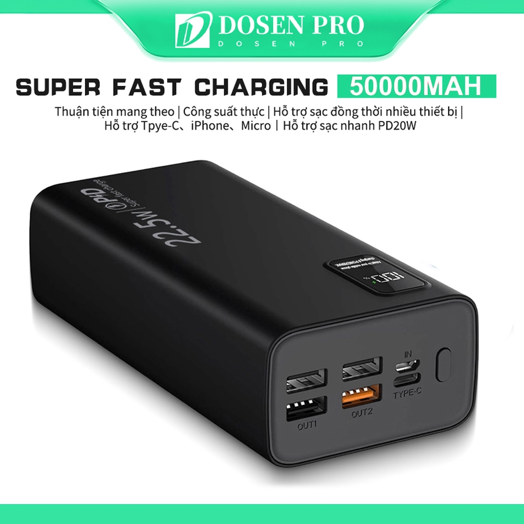 Dosen Pro sạc dự phòng power bank pd22.5w 10000mah 30000mah 50000mah pin dự phòng màn hình led ...