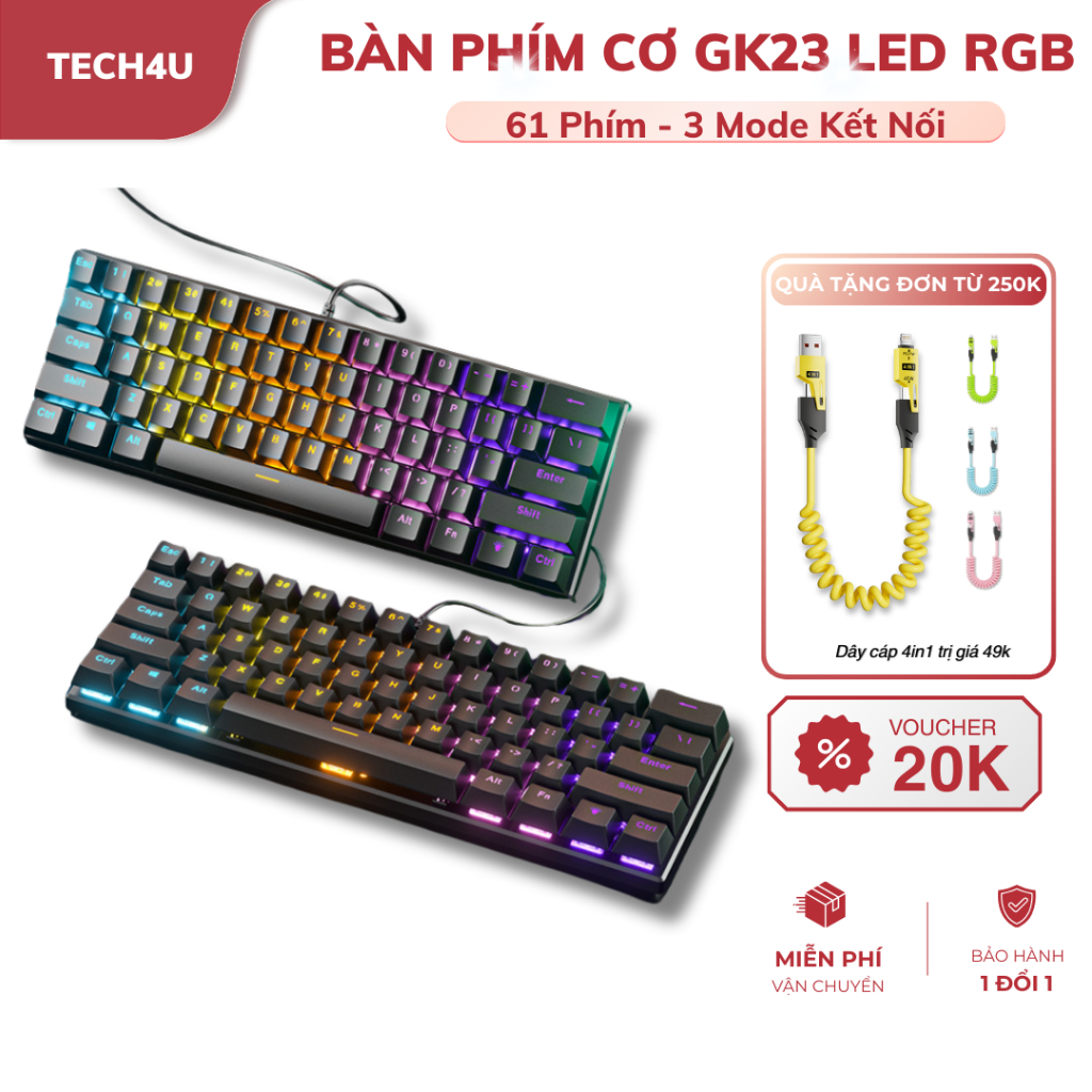 Bàn Phím Cơ G23 61 Phím Hotswap 5 Pin, Bàn Phím Cơ 3 Chế Độ Kết Nối 2 ...