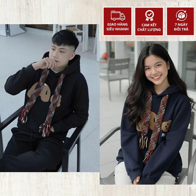 Áo Hoodie Zip Nam Nữ Thêu Hình Gấu Nâu Siêu Chất – HD Gấu Phối Khăn Len ...