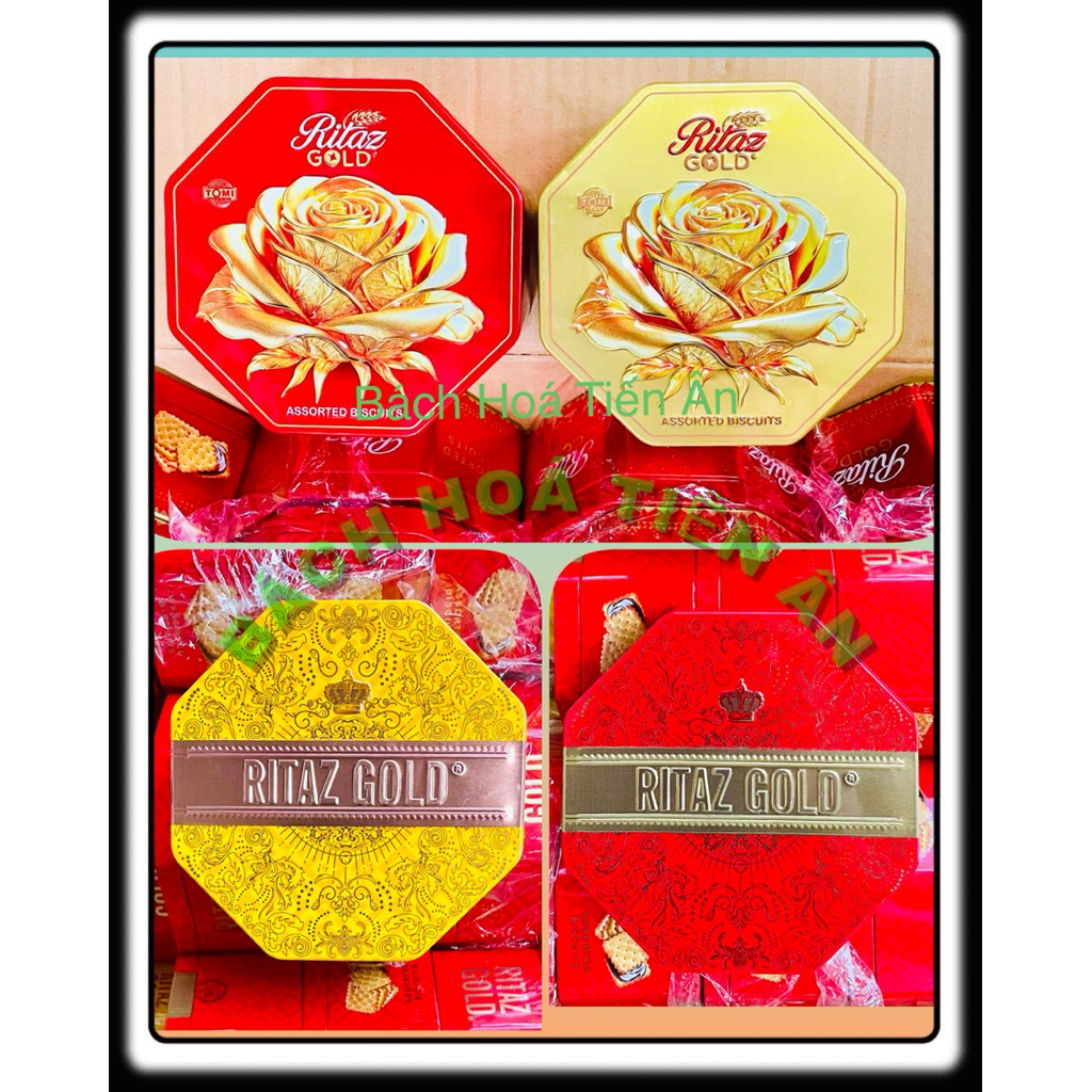 Bánh Quy thập cẩm RITAZ GOLD Hoa văn Hộp Thiếc Cao Cấp 90g MALAYSIA tết ...