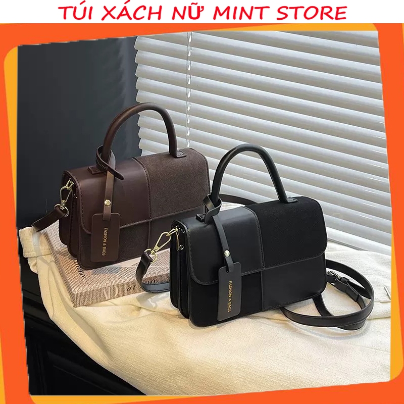 Túi xách nữ đeo chéo tote cầm tay da mềm phối màu basic thời trang ...