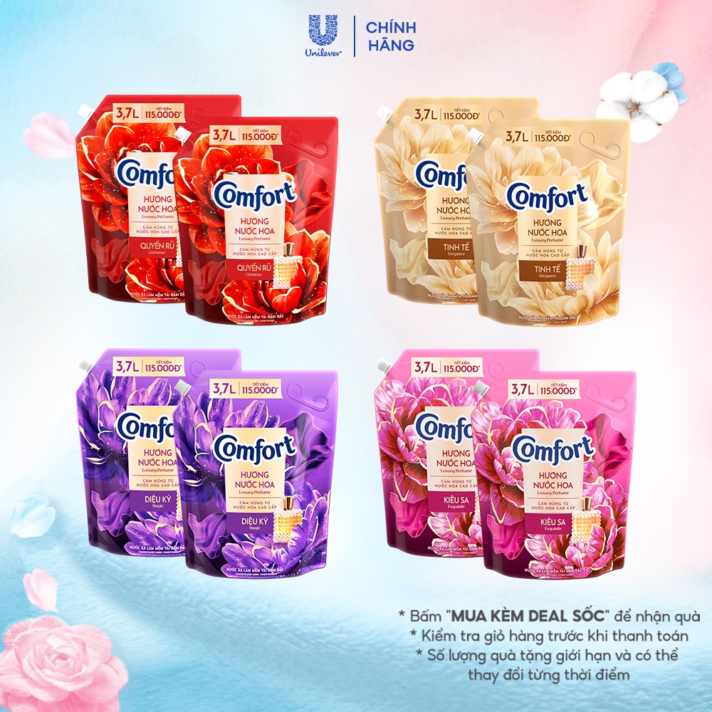 [Live] Combo 2 túi nước xả làm mềm vải Comfort Chăm sóc Chuyên sâu Đậm ...