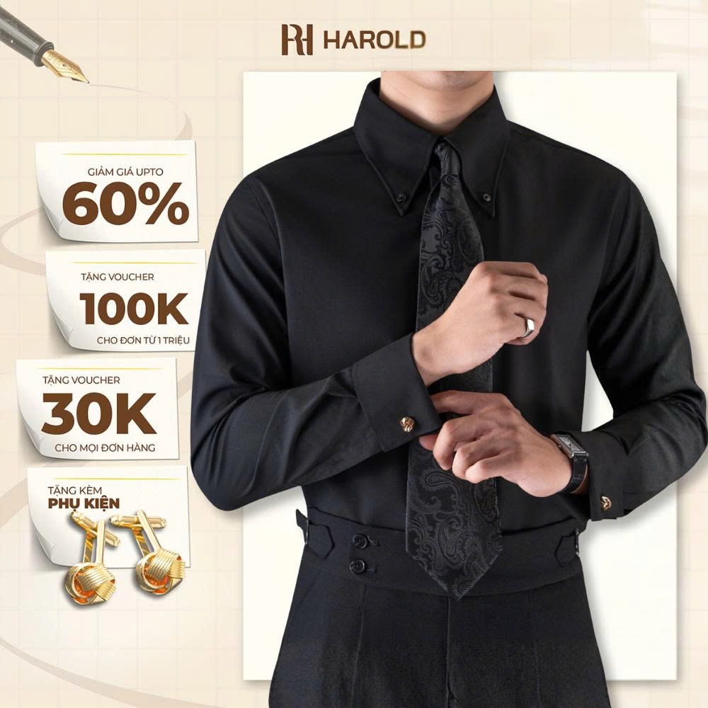 Áo Sơ Mi Nam Xanh Nhạt Dài Tay Cao Cấp Harold Cổ Spearpoint + Cufflinks ...