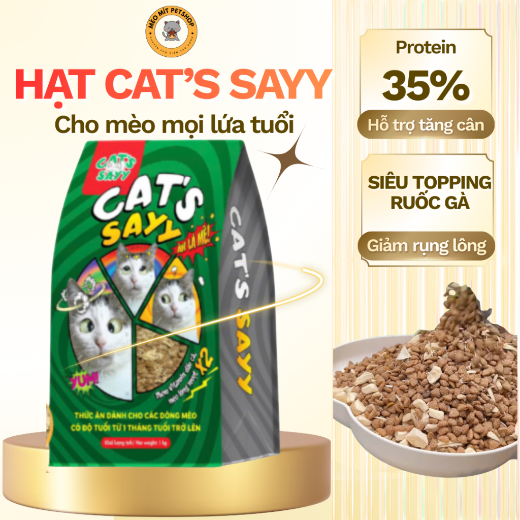 HẠT CHO MÈO SIÊU TOPPING CATSAY - TÚI SEAL 1KG - MÍT PETSHOP | Shopee ...