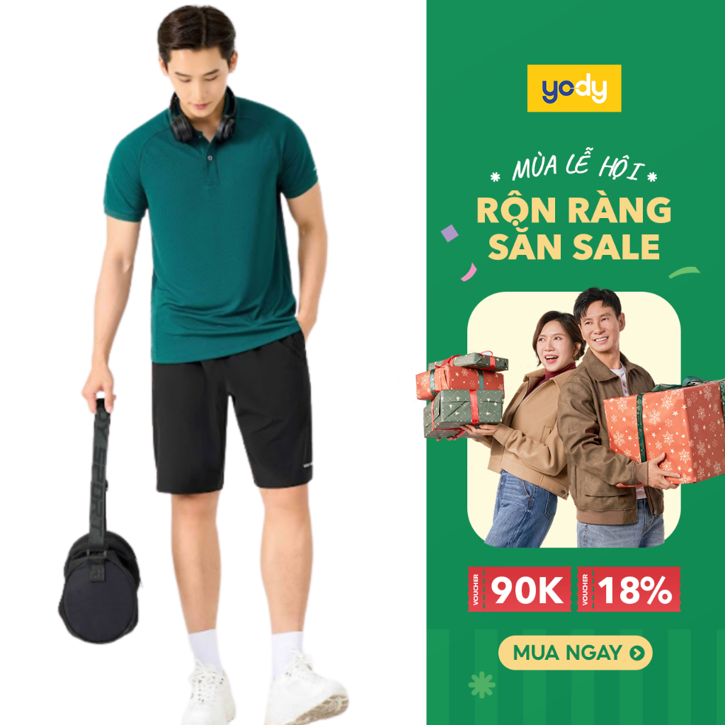 Áo polo nam Yody sport áo thun có cổ áo thể thao, tay raglan, vải xốp ...