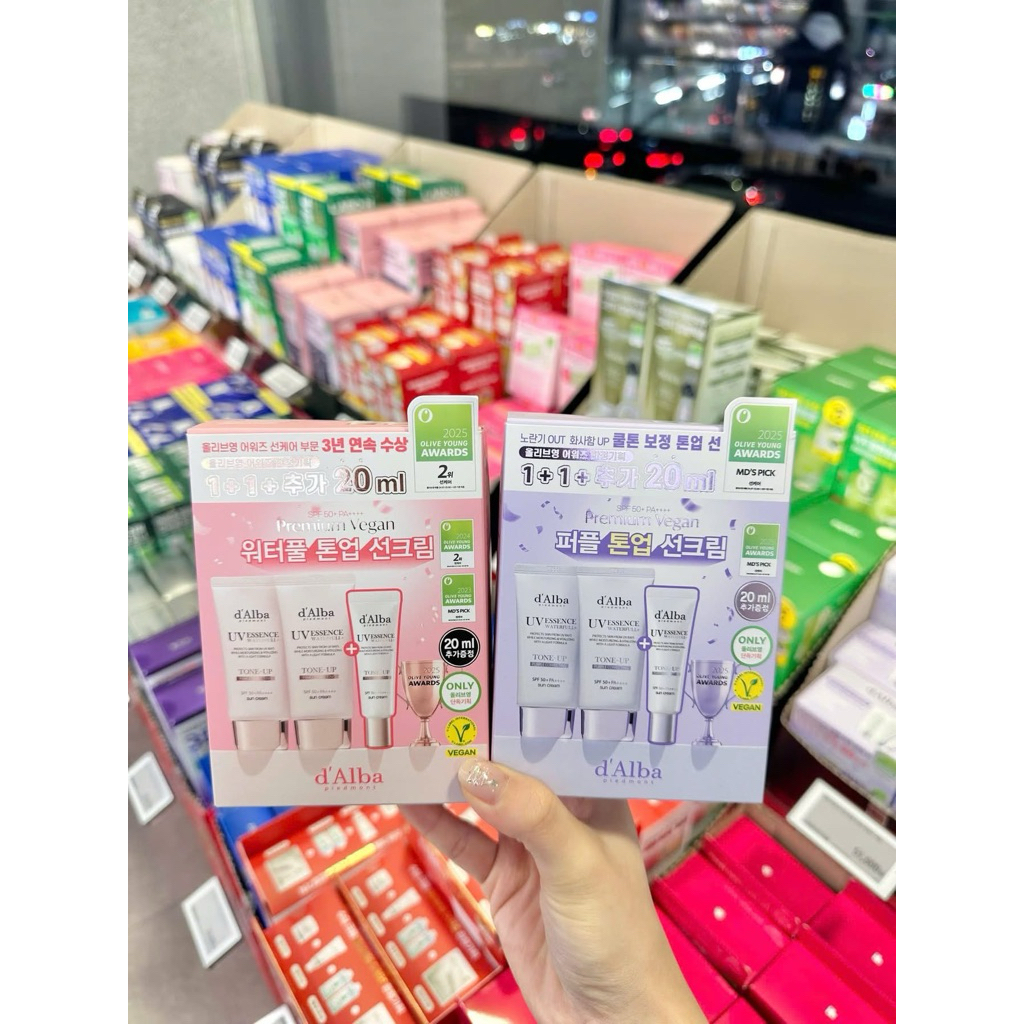 [ Bill Oliveyoung ] Set 3 tuýp kem chống nắng d’Alba nâng tone Hồng/ Tím (50+50+20)ml tổng 120ml ...