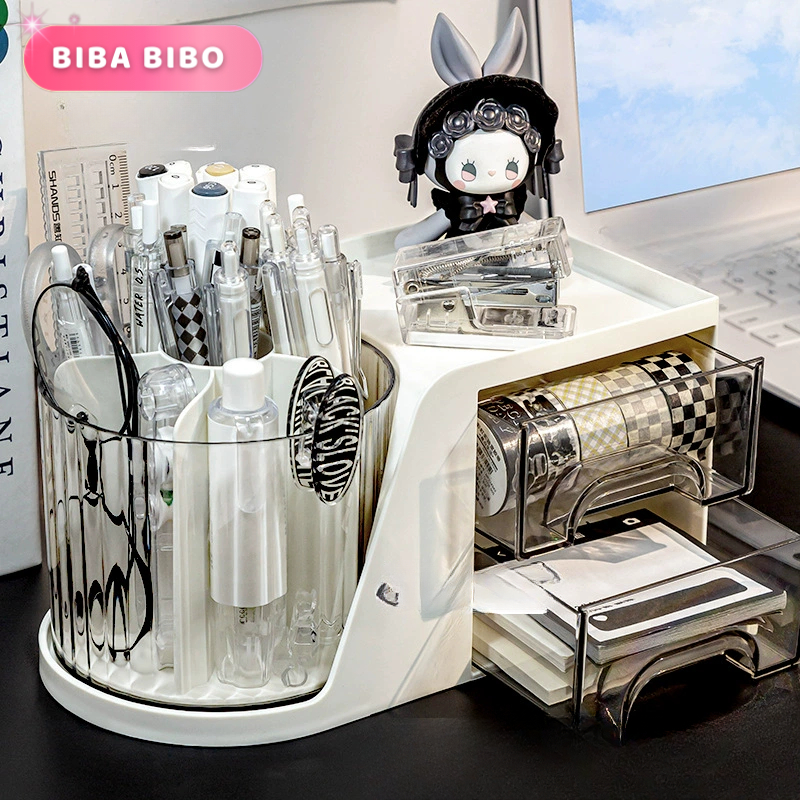 Hộp bút để bàn xoay 360 độ BIBA BIBO, Kệ đựng bút, đồ makeup đa năng ...
