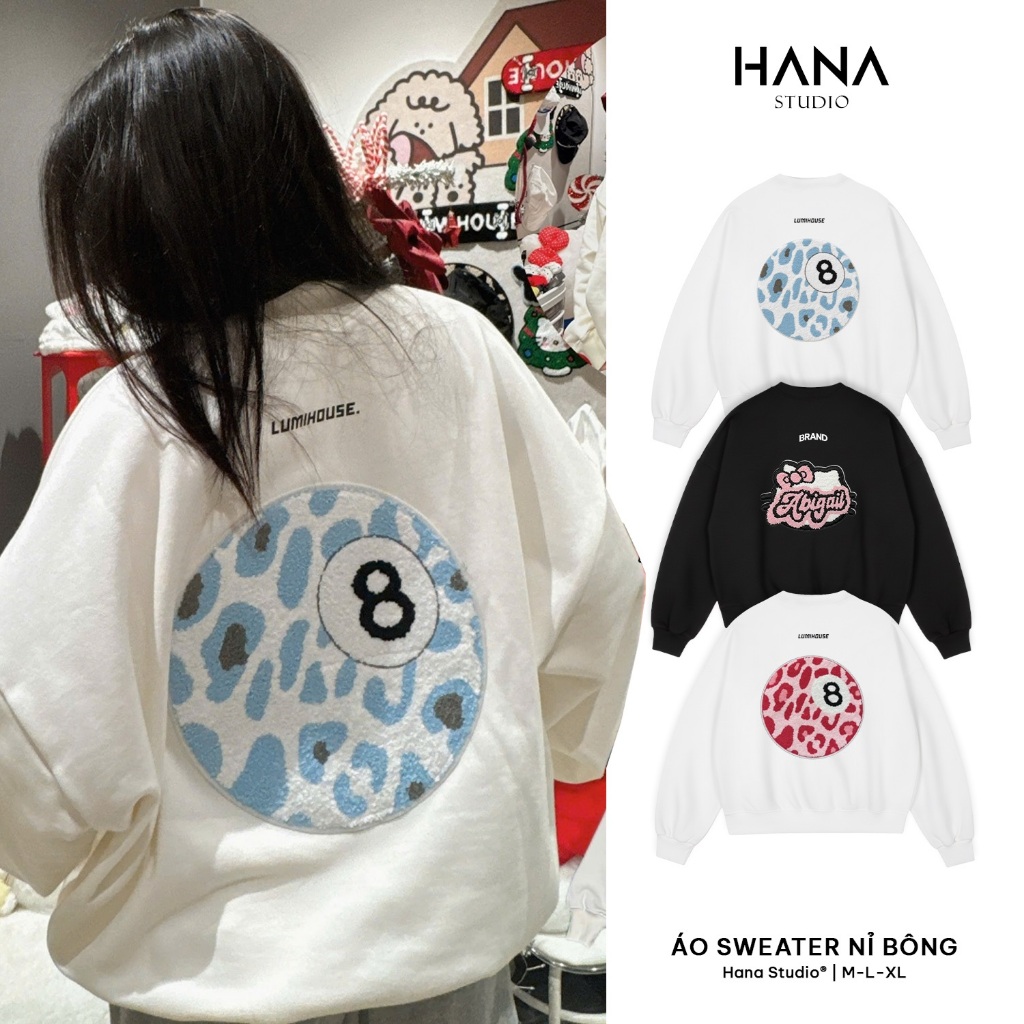 Áo Sweater Cute Hana Form Rộng Oversize, Áo Nỉ Boxy Thu Đông Unisex Nam ...