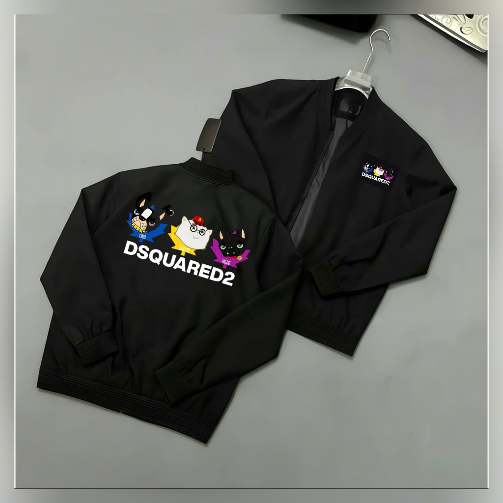 Áo khoác gió DSQ thêu 2 lớp bo gân mới 2025 Menswear khoá zip hottrenl ...