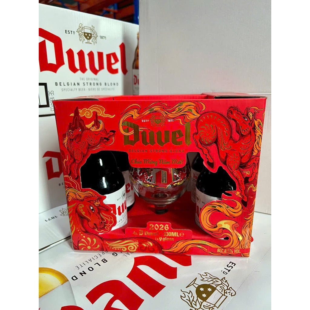 Hộp quà 4 chai Duvel 330ml (kèm 1 ly) - Phiên bản 2026 | Shopee Việt Nam