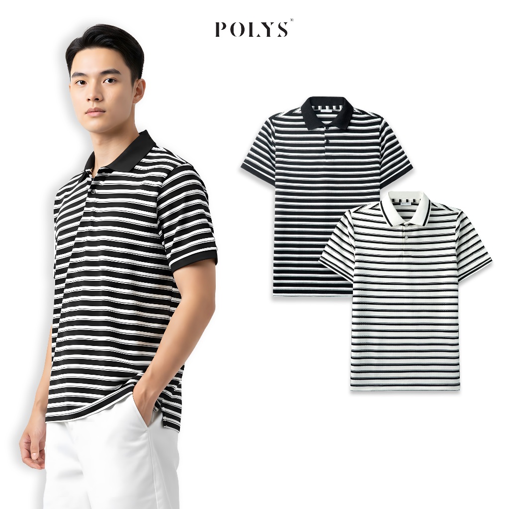 Áo polo nam POLYS, áo thun Polo sọc vải dệt giãn 4 chiều, áo polo nam ...