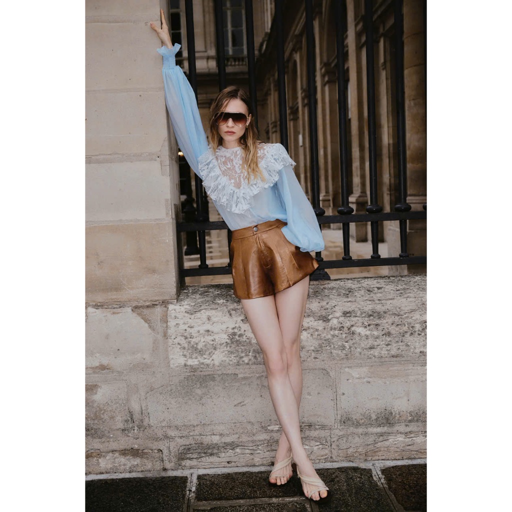 ONONMM Lysel Top & Short - Áo Lysel Ánh Kim Phối Ren Lá & Quần Short ...