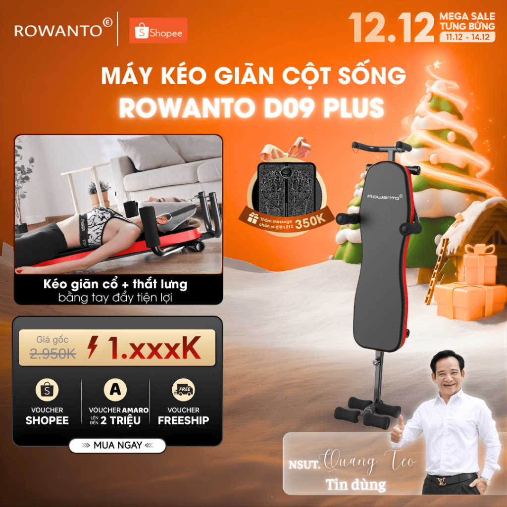 [Tặng thảm massage] Máy kéo giãn cột sống ROWANTO D09+ hỗ trợ cải thiện ...