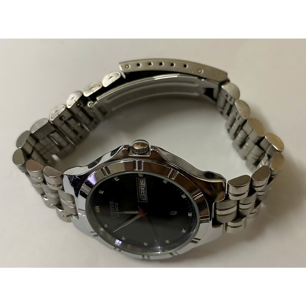 Đồng Hồ Citizen Quartz Japan Day/Date 35mm Cổ Điển | Máy Pin Mặt Đen ...