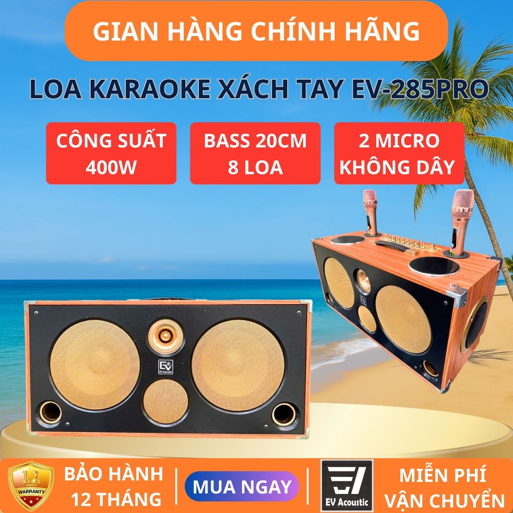 EV Acoustic | EV-285PRO| Loa Karaoke Xách Tay | 2 Bass 20cm | Công Suất ...