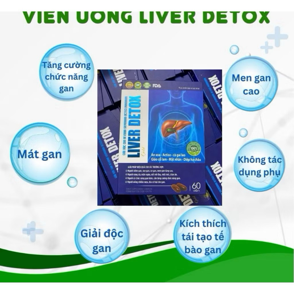 HN- VIÊN UỐNG GIẢI ĐỘC GAN BỔ GAN MÁT GAN liver detox gold hộp 60 ...
