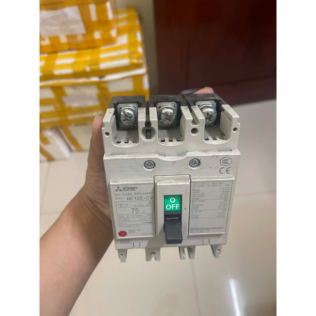 [Hàng tồn kho] Aptomat MCCB Mitsubishi NF125-CV 75A – 3 Pha – Hàng ...