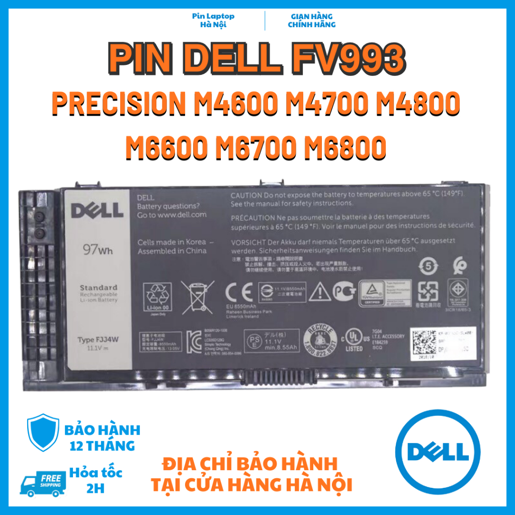 Pin Laptop Dell Precision M4600 M4700 M4800 M6600 M6800 M6700 FV993 ...