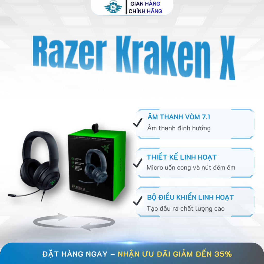 🎧Razer Kraken X Essential- Tai nghe Gaming Razer Jack 3.5mm Âm Vòm 7.1 ...