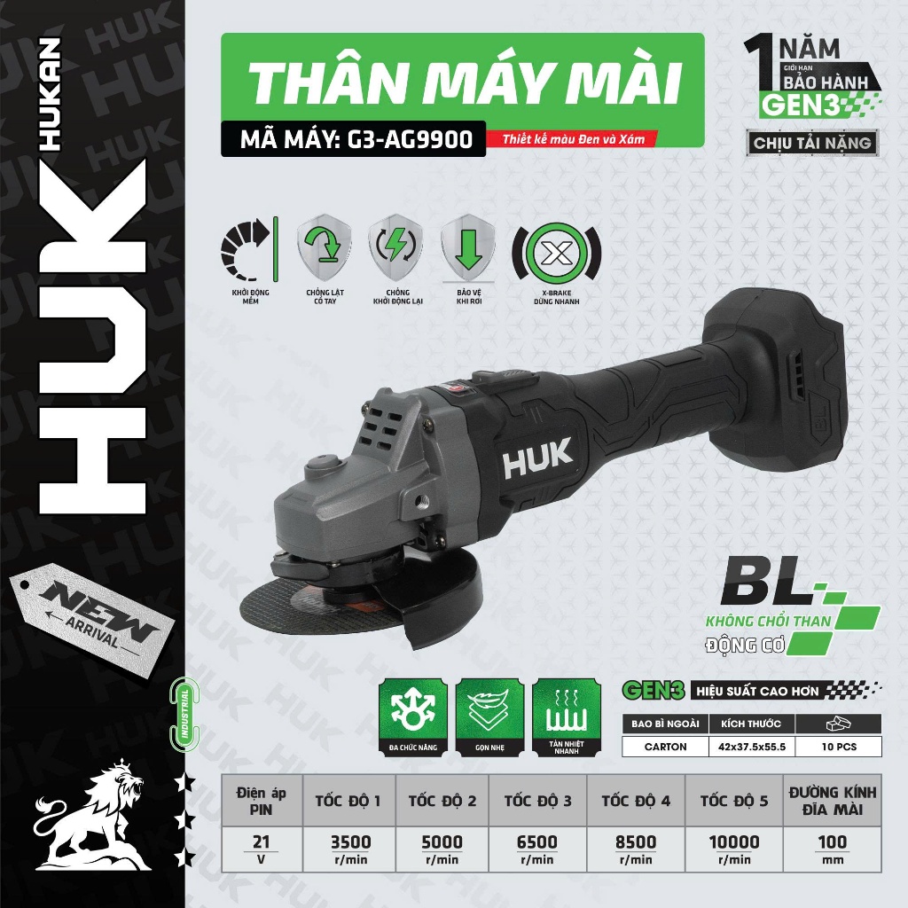 Thân máy mài pin HUKAN G3-AG9900 và G3-A9900, Không chổi than 5 Tốc độ ...