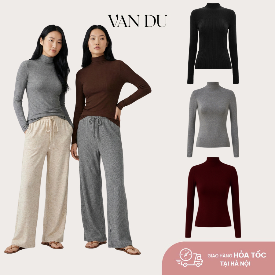 Áo giữ nhiệt nữ VANDU cổ 3 phân chất liệu Tencel ôm body dài tay ...