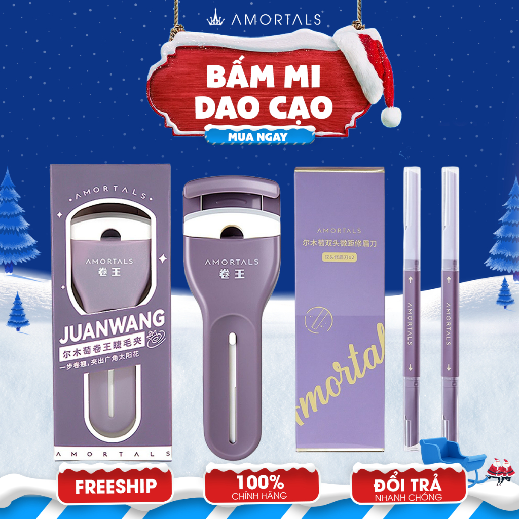 《Amortals Combo》Combo Kẹp Bấm Mi Amortals và Bộ 2 Dao Cạo Lông Mày ...