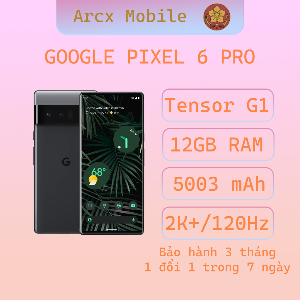 Điện thoại Google Pixel 6 Pro - Android 16 - Màn hình rộng 6.8 inches ...