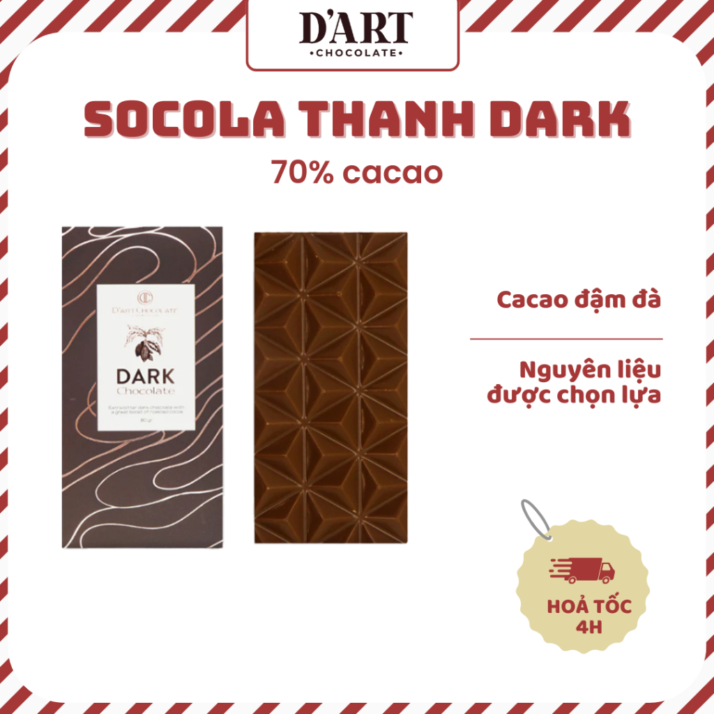 Socola Đen Nguyên Chất 70% Cacao 80g - D'art Chocolate | Shopee Việt Nam