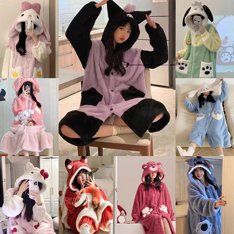 Bộ Đồ Ngủ Bông Mùa Đông Nơ Xanh, Áo Choàng Lông San Hô Dày Dặn In Họa ...