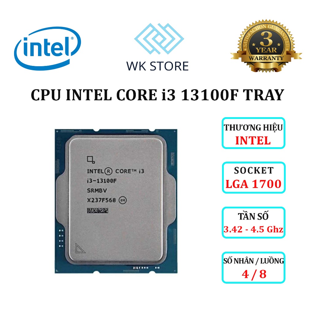 CPU Intel Core i3 13100F Tray | Up to 4.5Ghz, 4 nhân 8 luồng, Mới BH ...