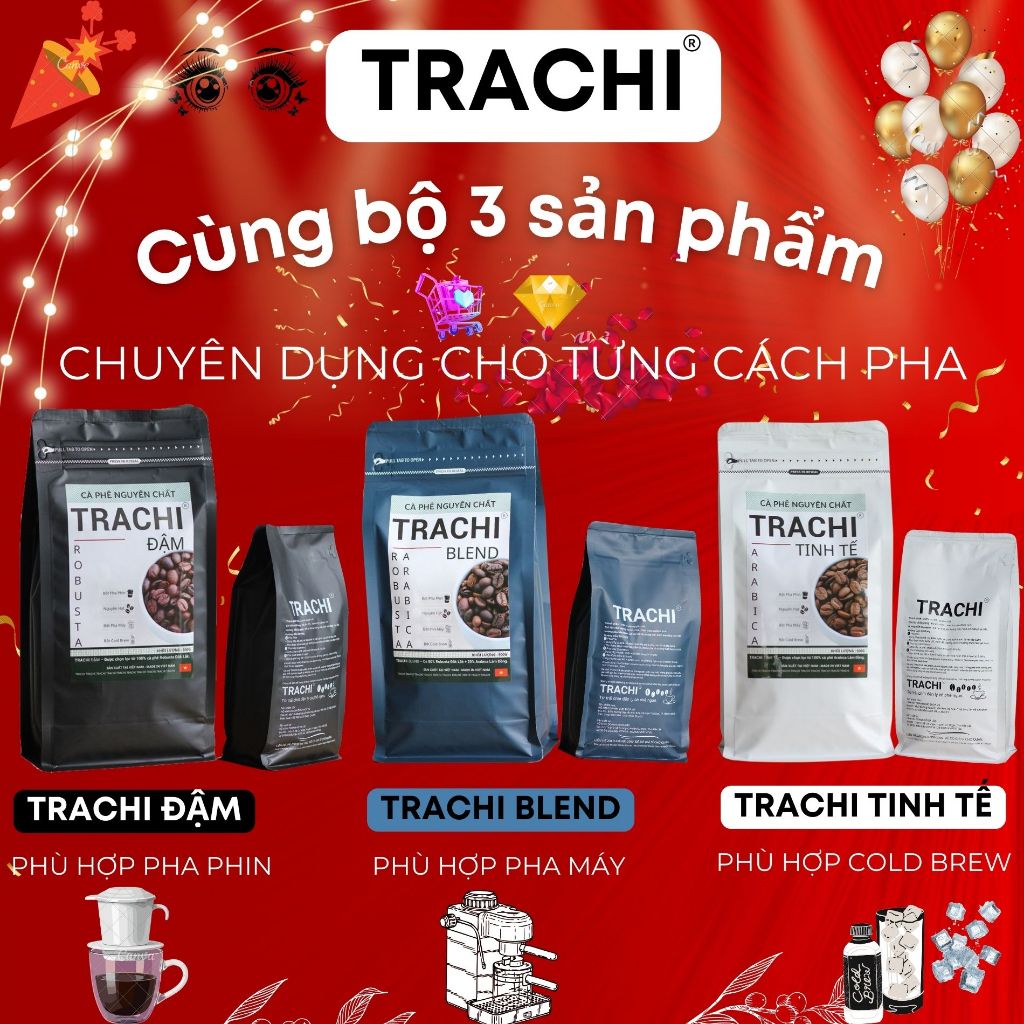 [voucher 10%] gói 500g cà phê TRACHI tùy chọn Đậm, Tinh Tế, Blend ...