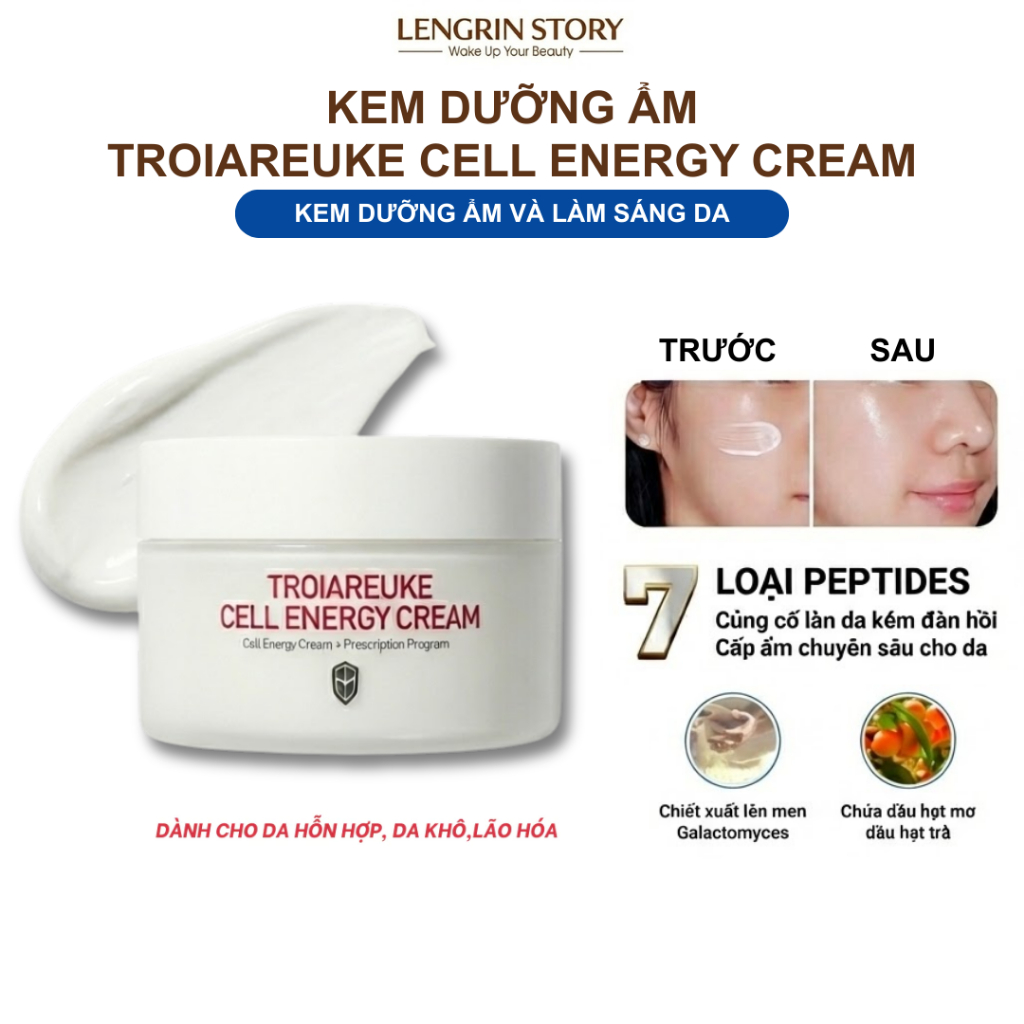 Kem Dưỡng Ẩm Troiareuke Cell Energy Cream Kết Cấu Mềm Mịn, Dưỡng Trắng ...