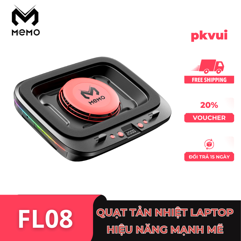Quạt tản nhiệt laptop 15-17 inch MEMO FL08 với tốc độ tản nhiệt gió lên ...