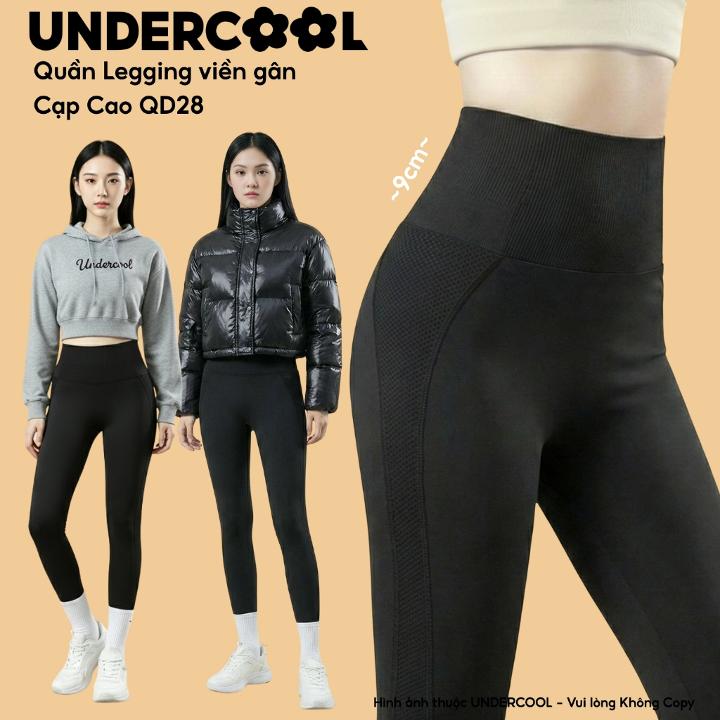 Quần Legging Dài UNDERCOOL Nữ Cạp Cao Gen Bụng Viền Gân Tập Gym Yoga ...