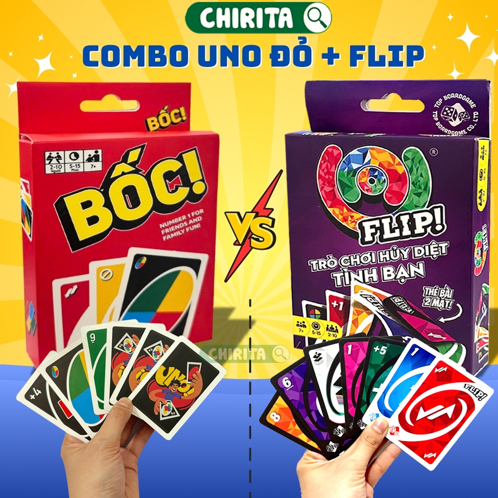 COMBO 2 Bộ UNO CƠ BẢN + FLIP Cuộc Chơi Nâng Cấp - Bài Uno Loại Tốt 110 ...
