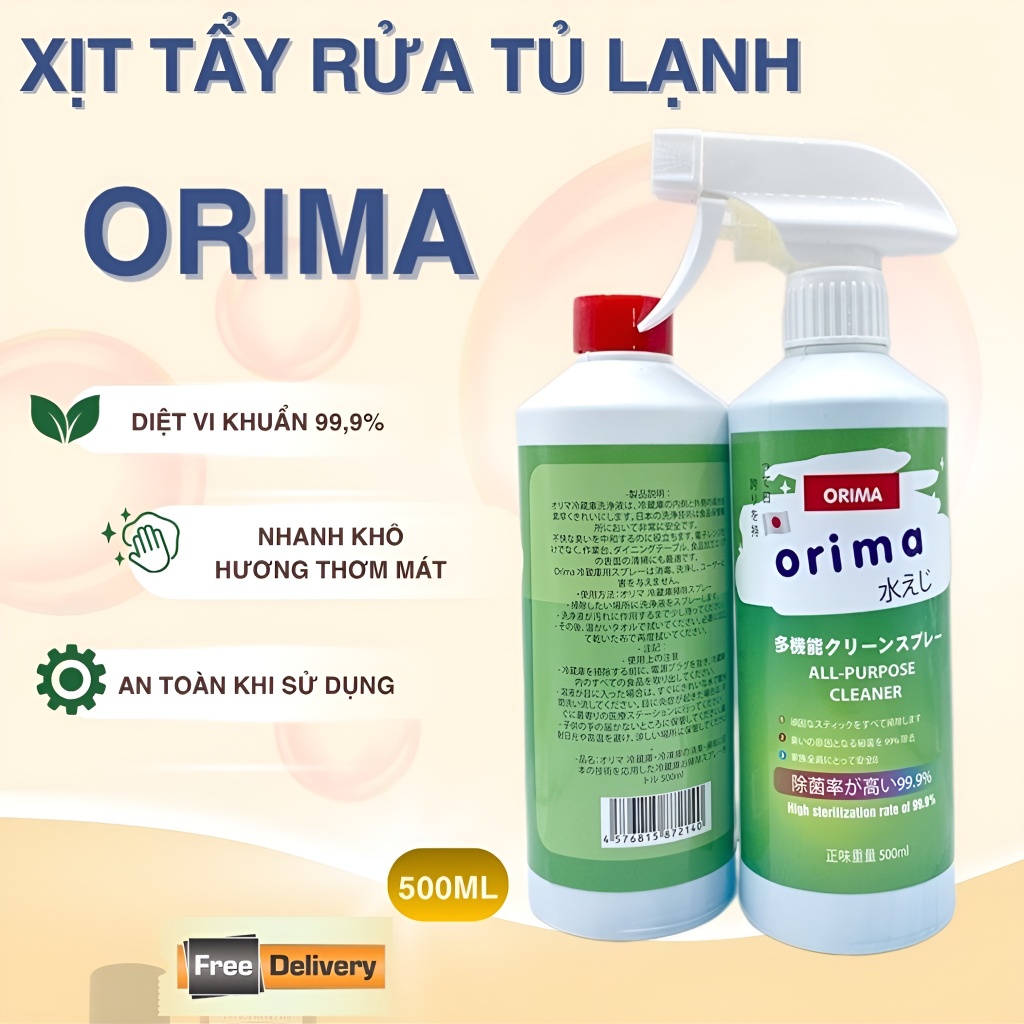 Xịt Vệ Sinh Tủ Lạnh Đa Năng ORIMA 500ml – Khử Mùi, Tẩy Sạch Mảng Bám ...