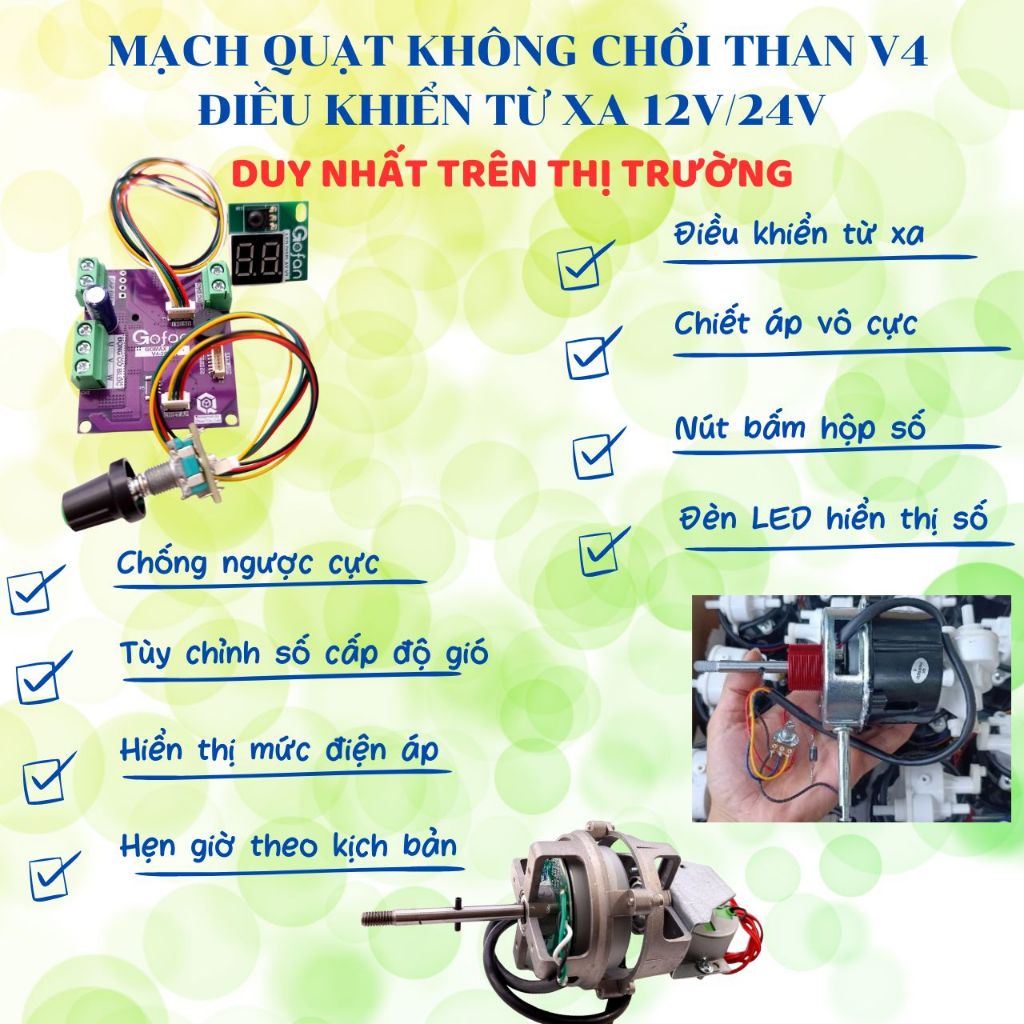 [GOFAN] Mạch quạt BLDC không chổi than GOFAN V4 - Điều khiển từ xa ...