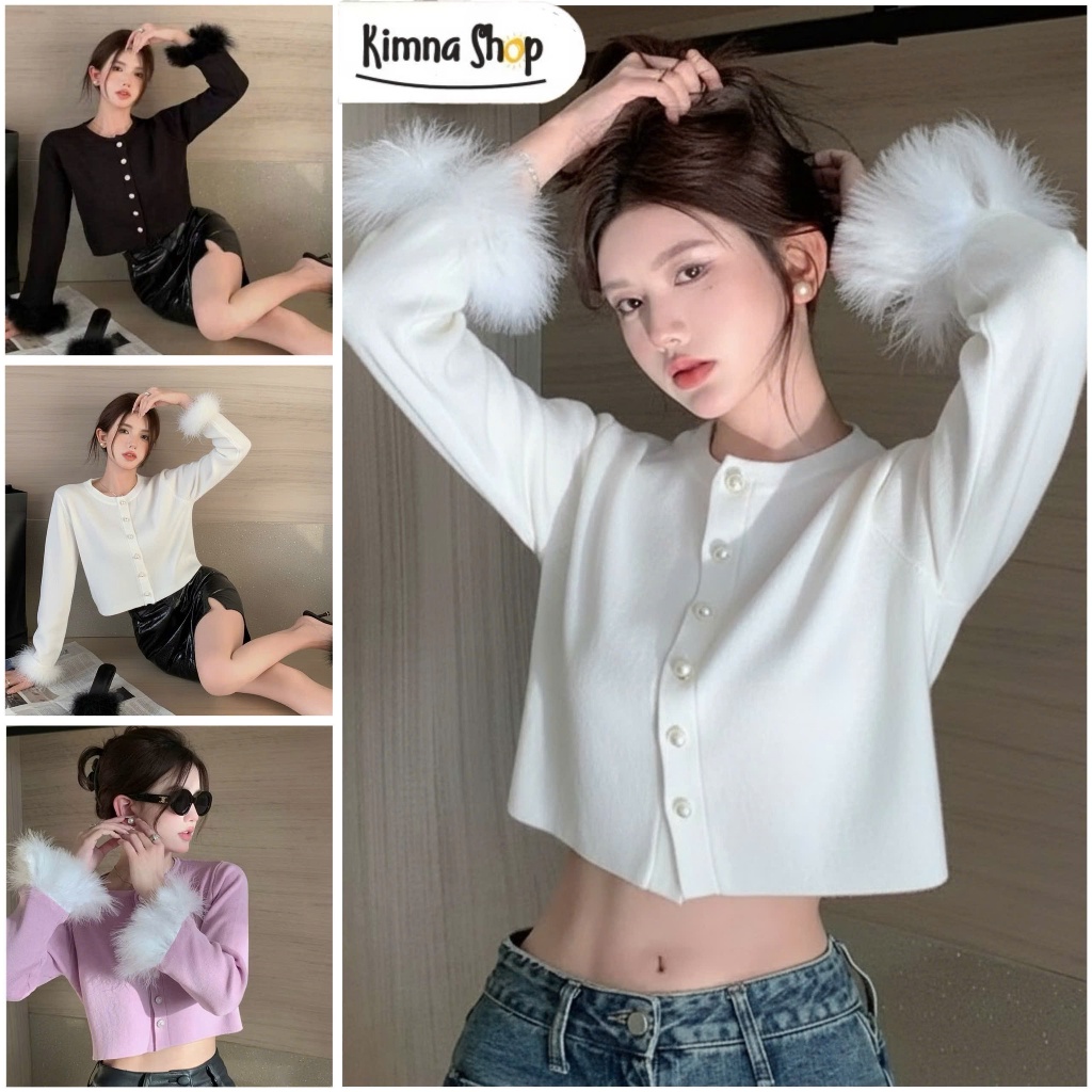 Áo Tiểu Thư Dáng Croptop Cúc Ngọc Tay Lông Sang Chảnh | Shopee Việt Nam